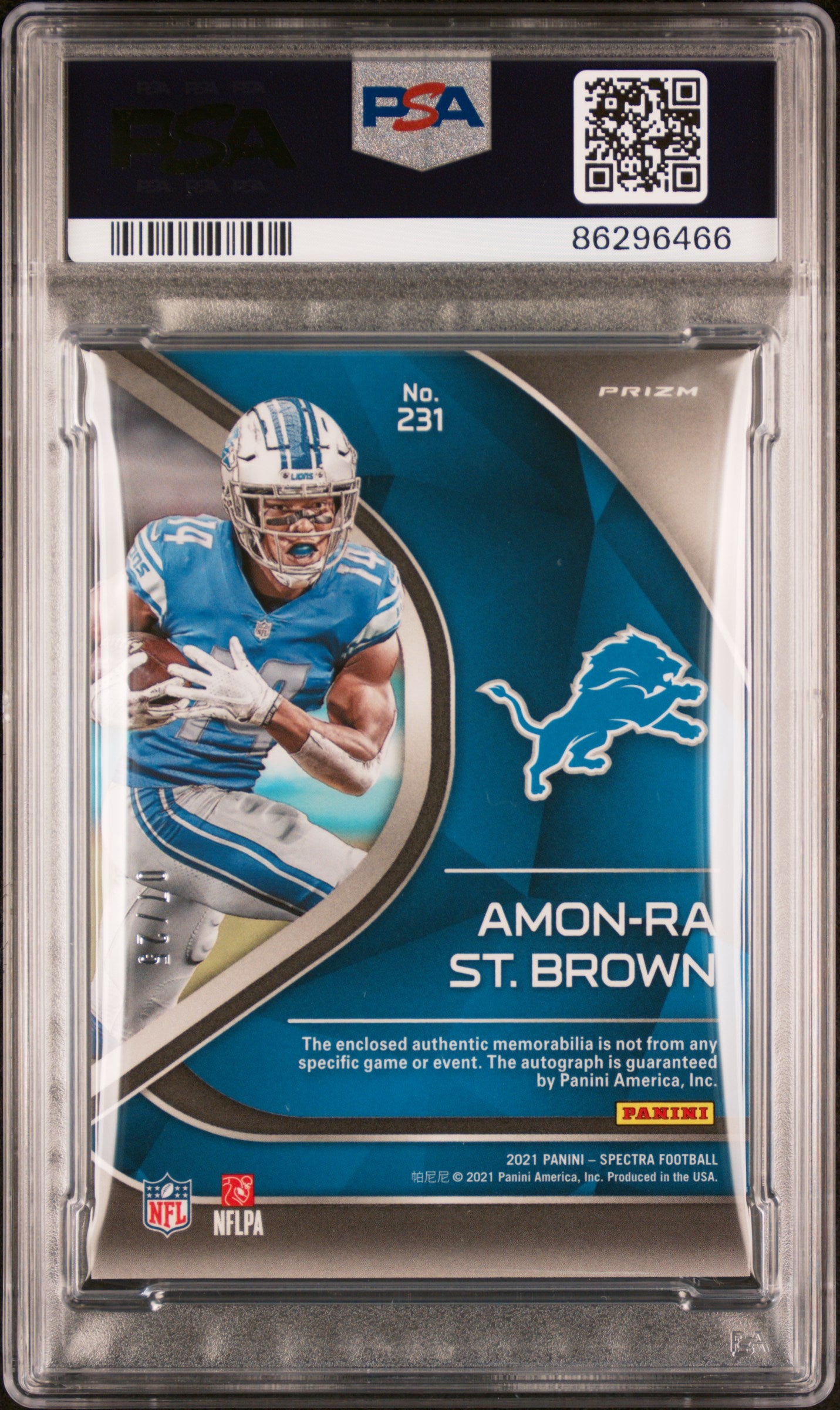 2021 Panini Spectra Amon-Ra ST. Brown #231 Patch Auto Neon Pink PSA 9 – Collectors Club