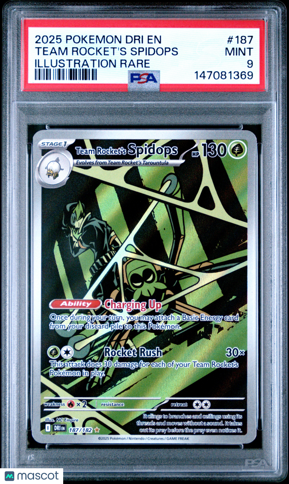 2025 Pokemon Dri EN-Destined Rivals Team Rocket's Spidops #187 Illustr ...